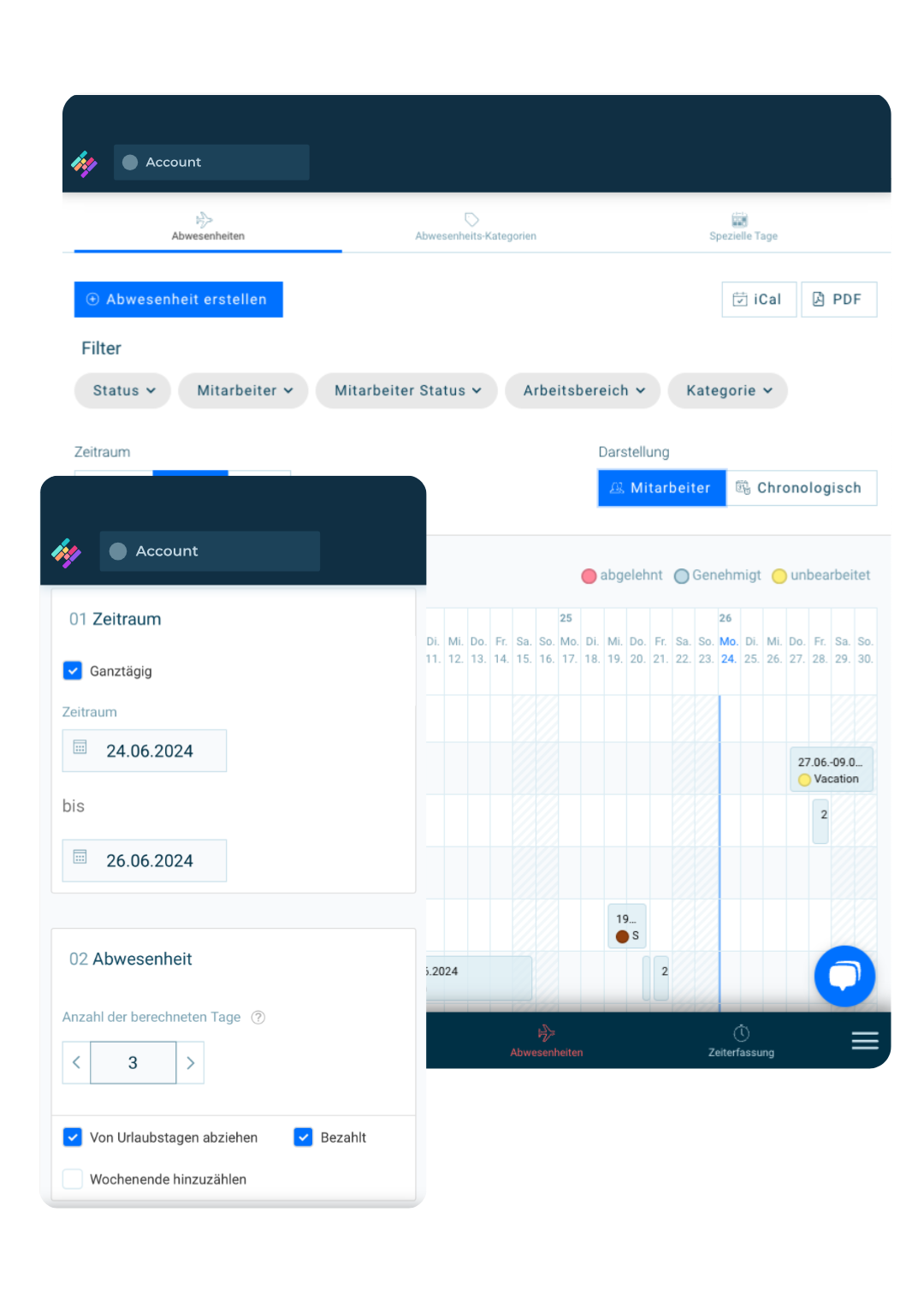 Urlaubskalender von Staffomatic • smart, einfach und effizient