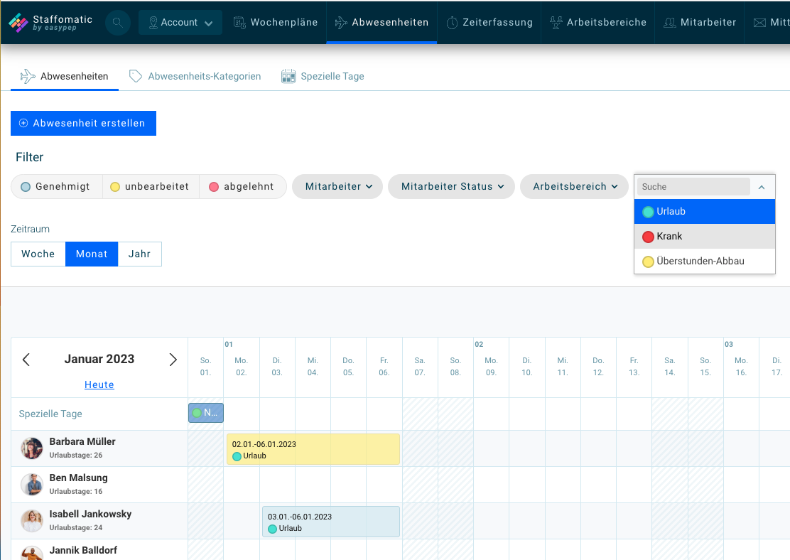 Dienstplan Software online: Einfach planen, Zeit sparen • Staffomatic